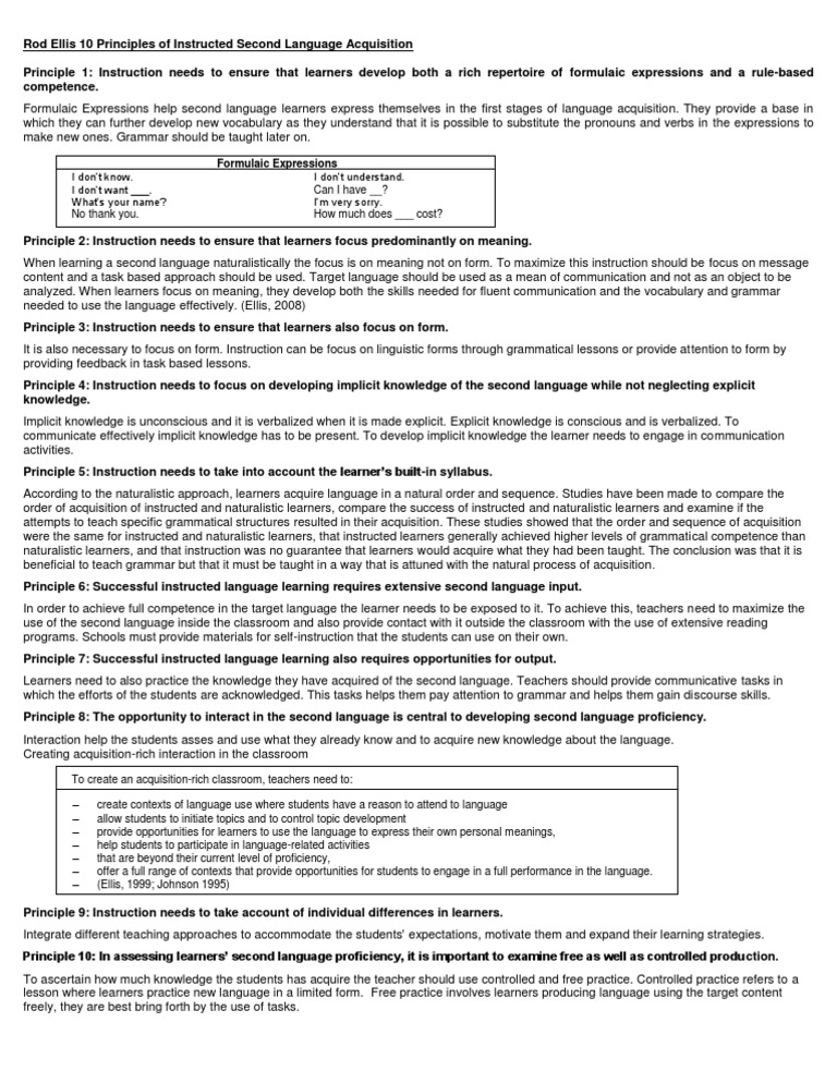 ROD ELLIS Principles | PDF | Second Language | Language Acquisition
