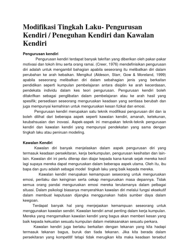 Pengurusan Kendiri | PDF