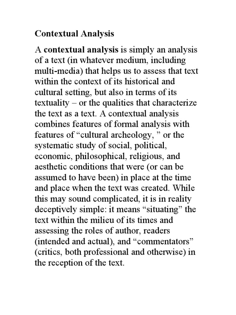 Textual and Contextual Analysis | Epistemology | Cognition