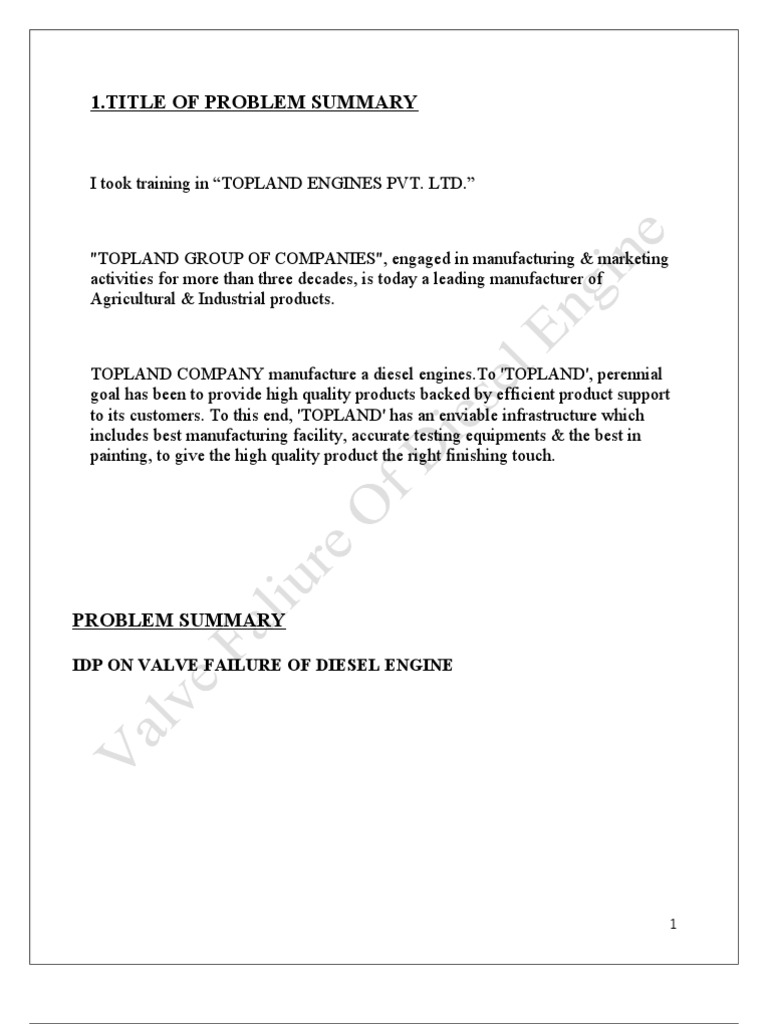 Valve Failure of Diesel Engine | PDF | Internal Combustion Engine ...