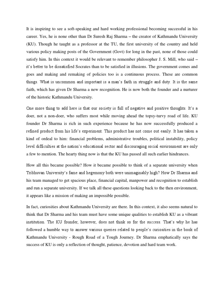 Suresh Raj Sharma - Kathmandu University Vice Chancellor | PDF ...