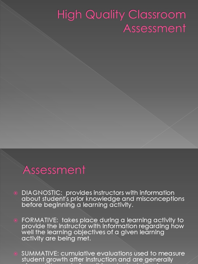 High Quality Classroom Assessment | PDF
