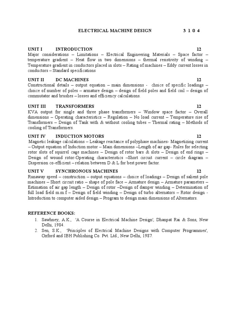 Electrical Machine Design Overview | PDF | Transformer | Power (Physics)