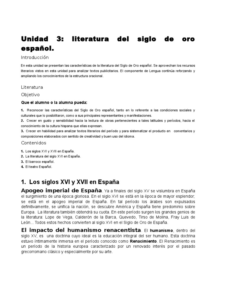 Literatura del Siglo de Oro Español | PDF | Renacimiento | protestantismo