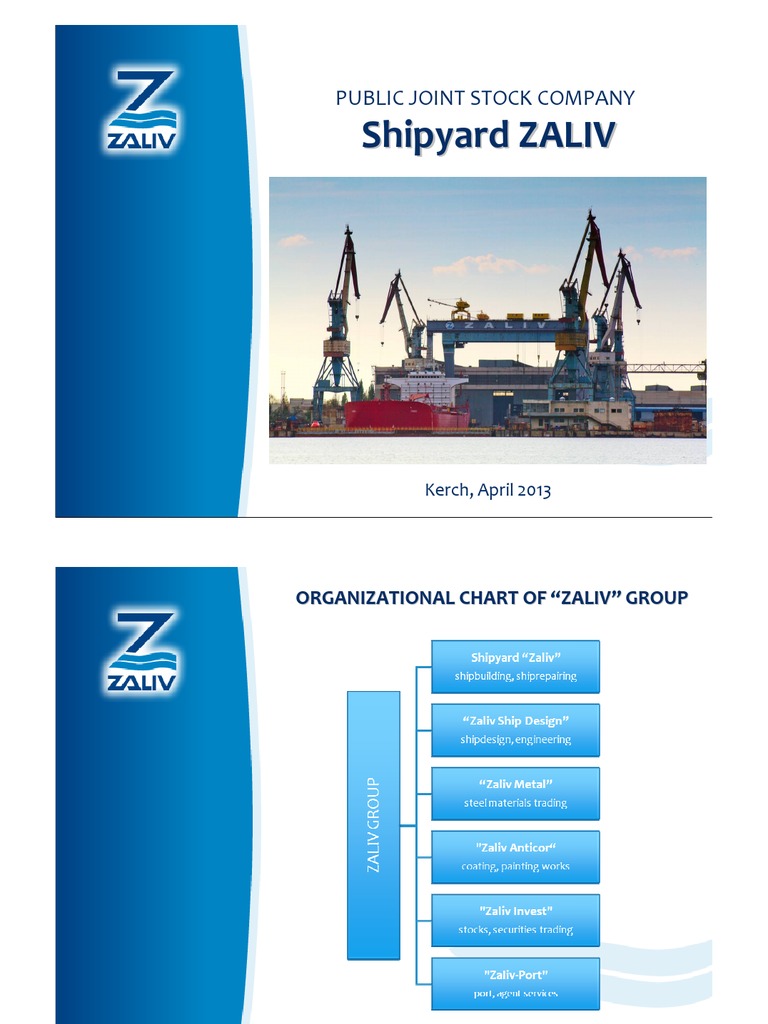 Zaliv Shipyard Presentation | PDF | Crane (Machine) | Pipe (Fluid Conveyance)