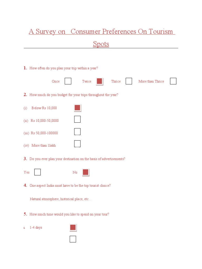 Questionnaire On Tourism | PDF | Tourism | Economies