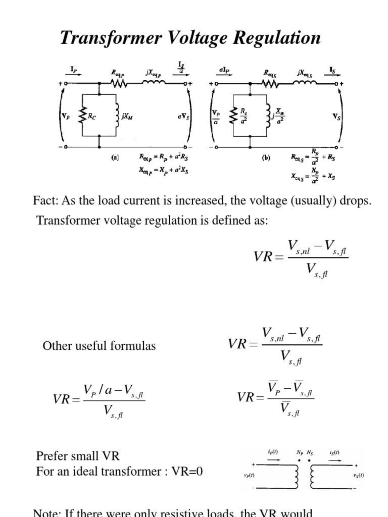 Transformer Voltage Regulation Explained | PDF | Transformer | Inductor