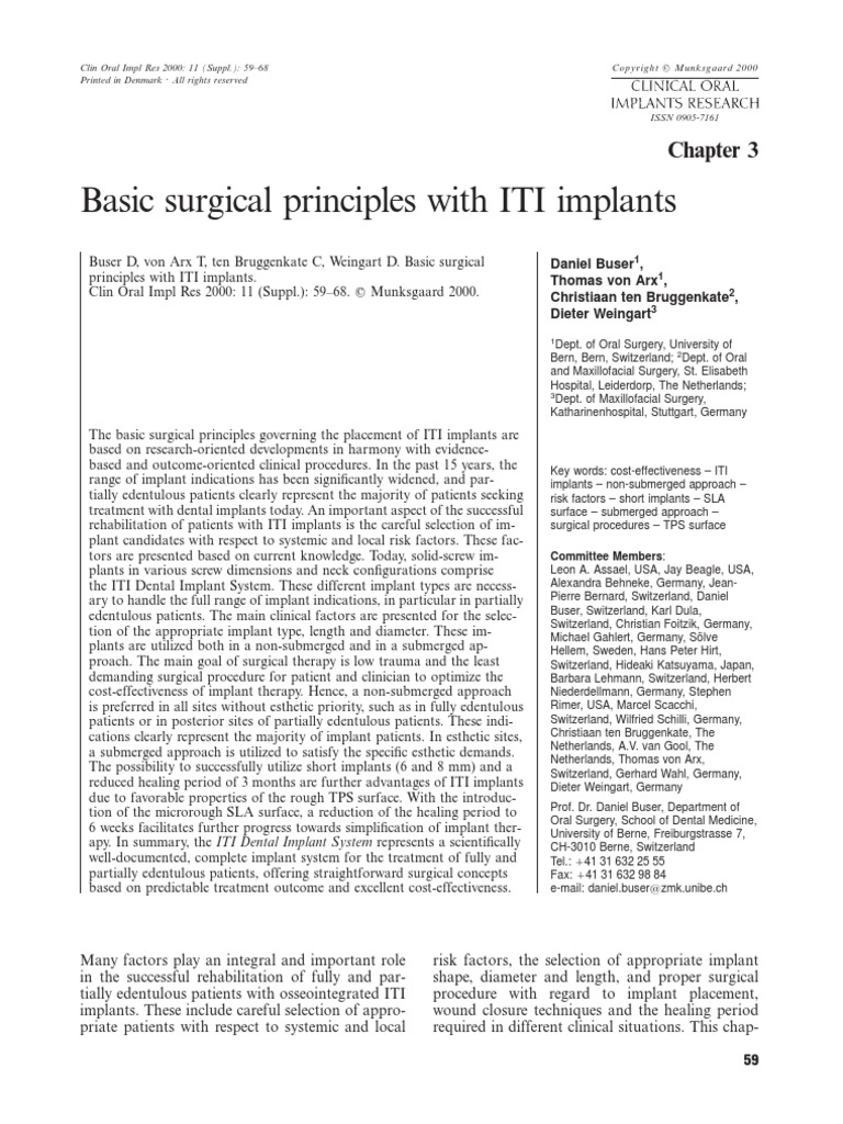 Basic Surgical Principles With ITI Implants | PDF | Dental Implant ...