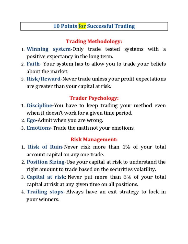 10 Points For Successful Trading | PDF | Business | Finance & Money ...