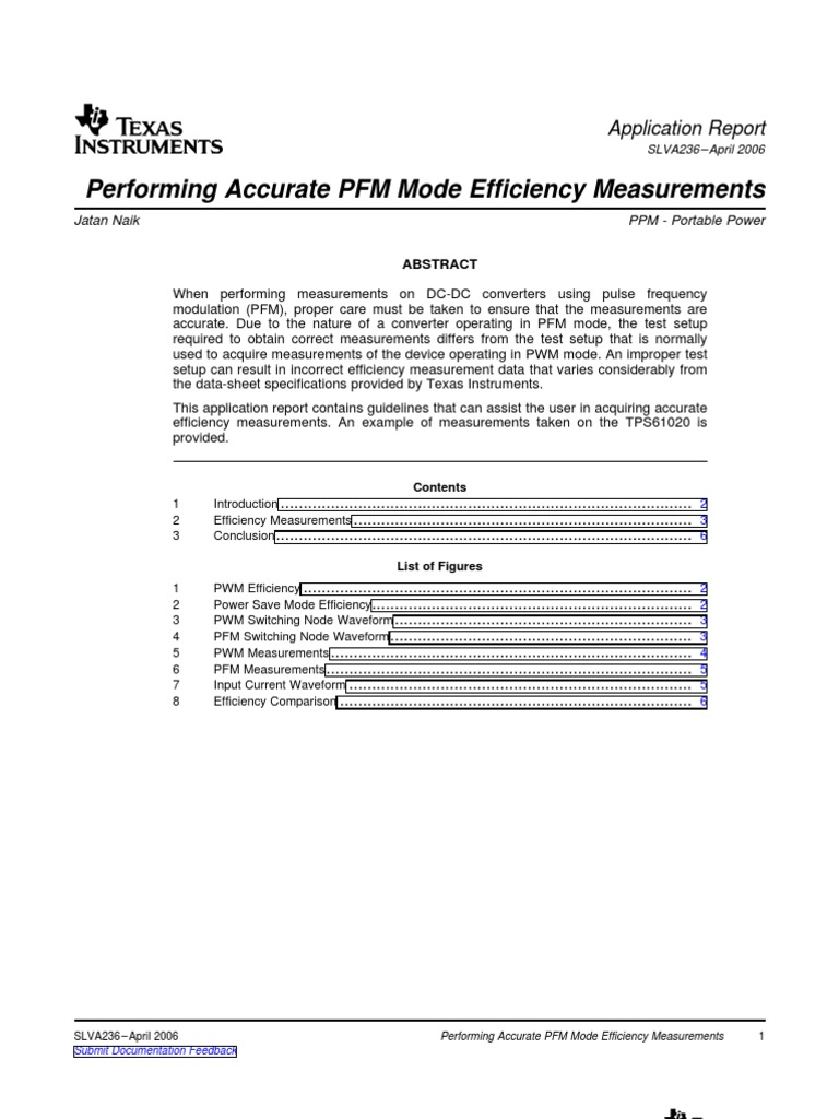 Performing Accurate PFM Mode Efficiency Measurements: Application ...
