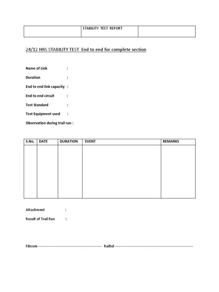 Stability Test Report Summary | PDF