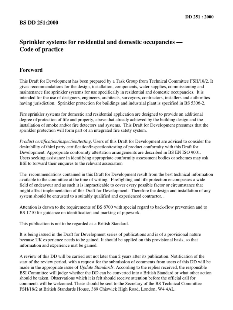 Sprinkler Systems For Residential and Domestic Occupancies | PDF | Fire ...