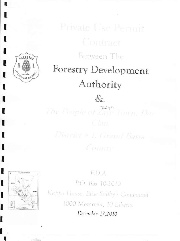 Private Use Permit Between The Forestry Development Authority and The ...