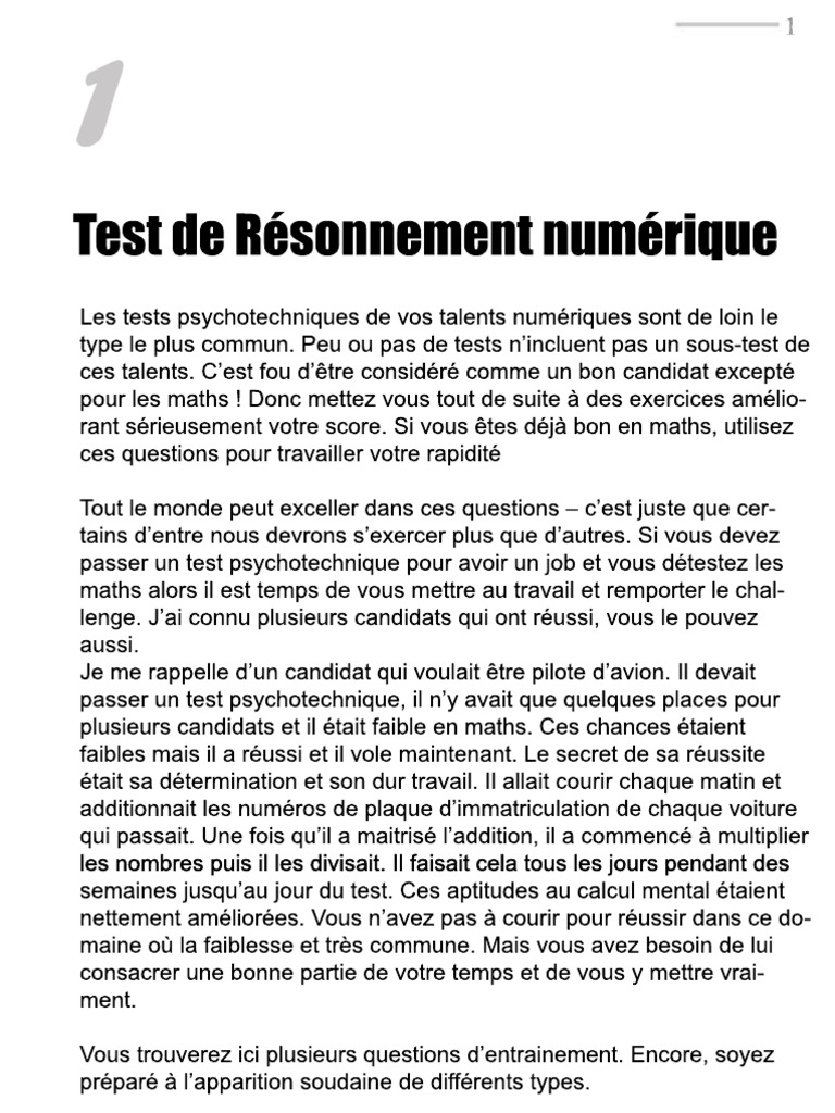 Test Psychotechnique Niveau1 | PDF
