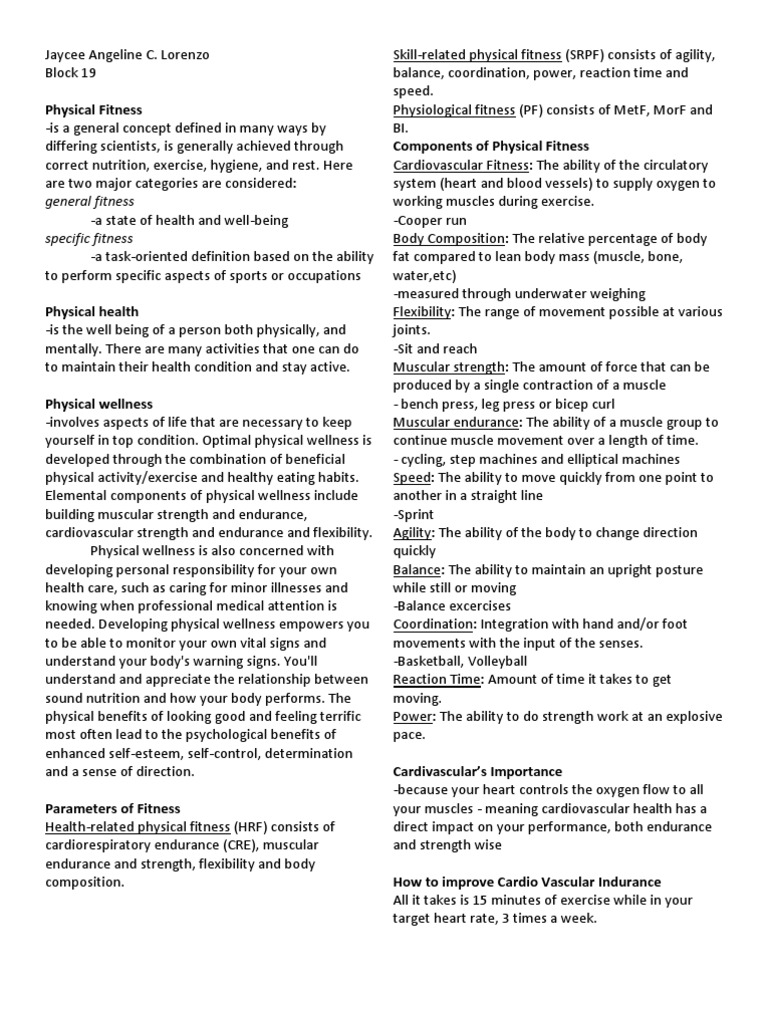 Phys Fitness | PDF | Physical Fitness | Heart Rate