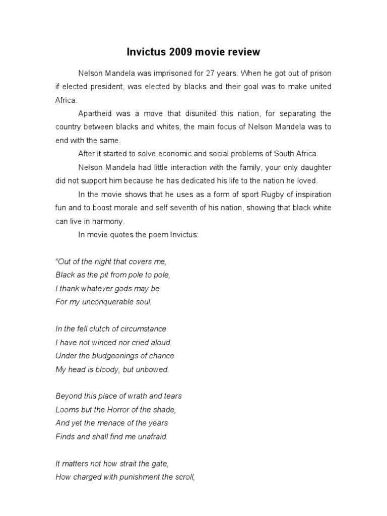 Invictus Movie Review: Unity & Forgiveness | PDF | Religion And Belief