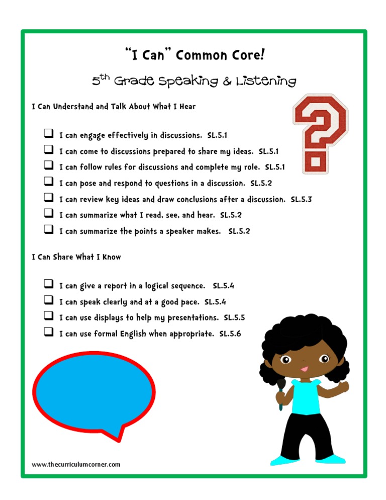 5th Grade Speaking & Listening Skills | PDF | Career & Growth