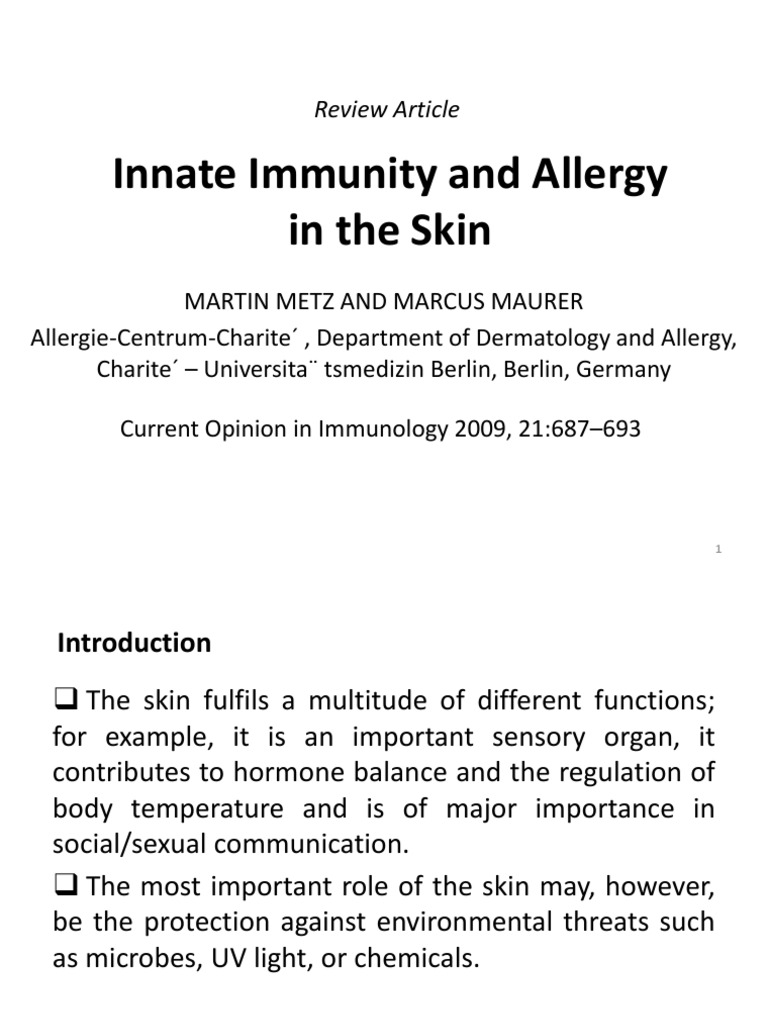 Skin Immunity and Allergy Mechanisms | PDF | Immune System | Innate ...