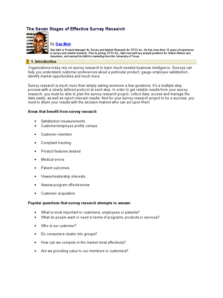 Seven Stages of Survey Research | PDF | Survey Methodology | Data Analysis