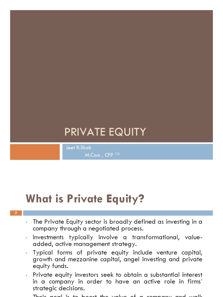 Private Equity: Jeet R.Shah | PDF