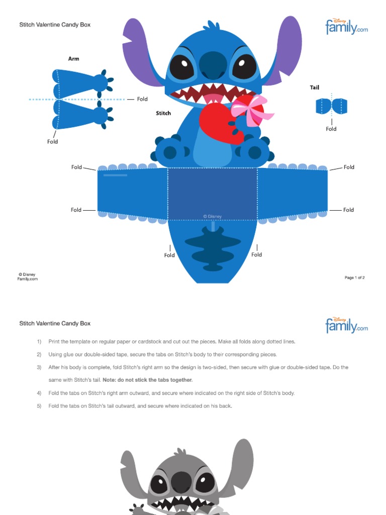 Stitch Valentine Candy Box Printable | PDF