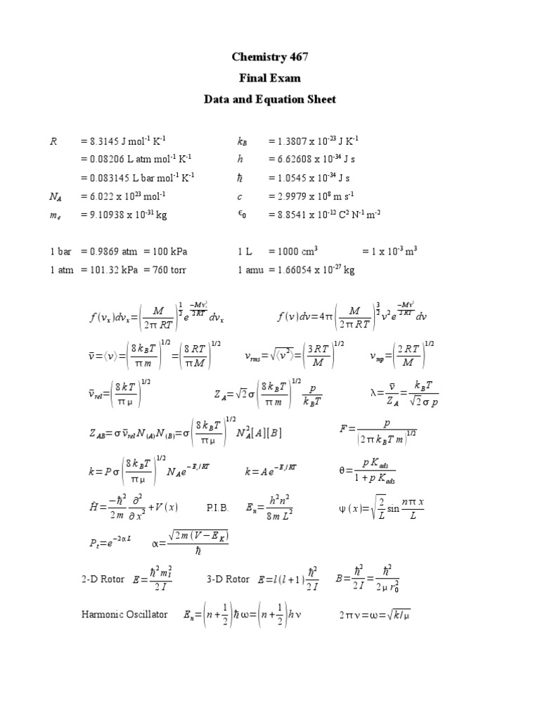 Thermochemistry Equation Sheet