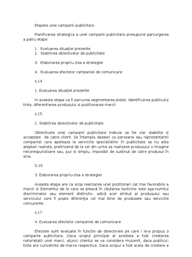 Etapele Unei Campanii Publicitare