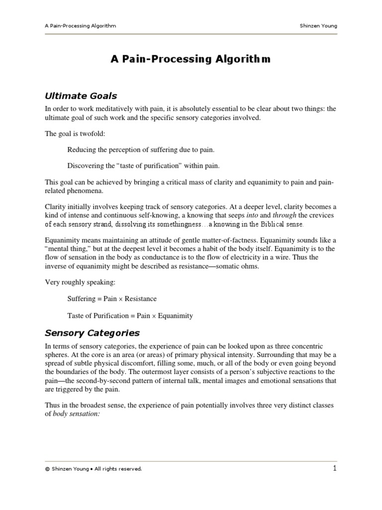 A Pain-Processing Algorithm | PDF | Pain | Perception