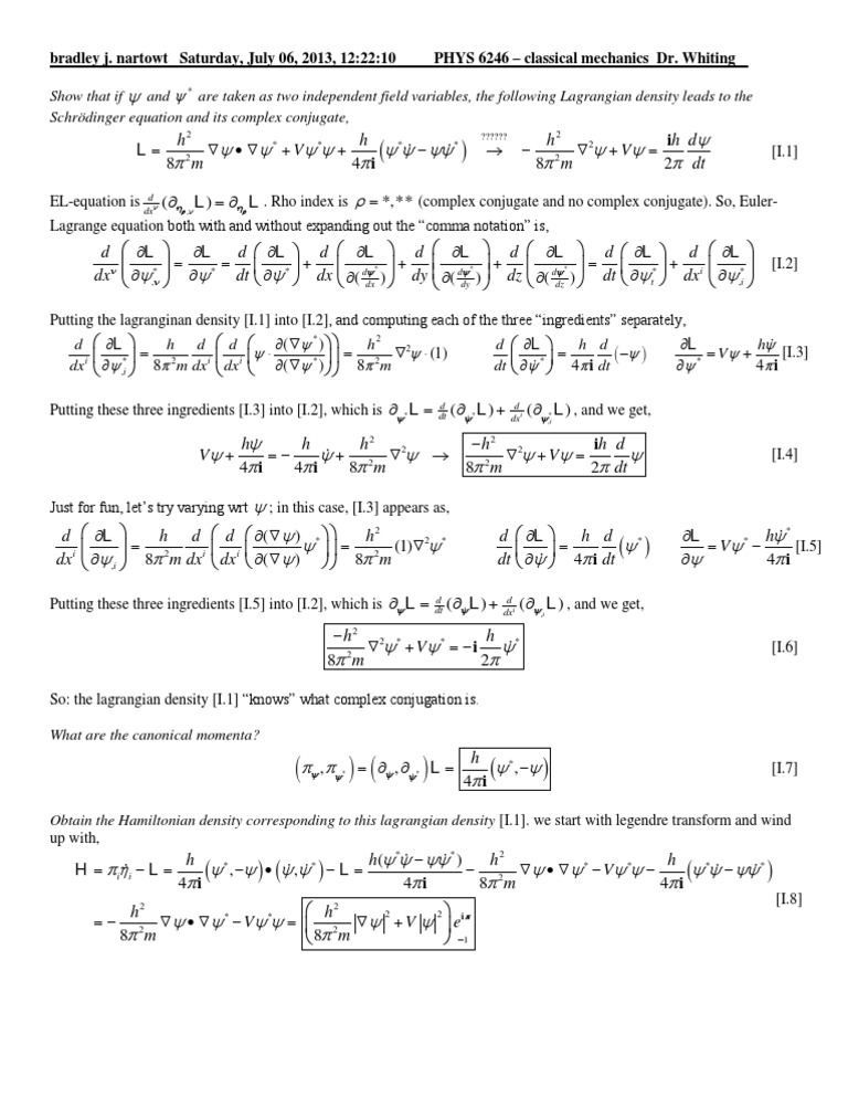 599 - Pr 04 - Lagrangian Density for Schrodinger Equation Fields ...