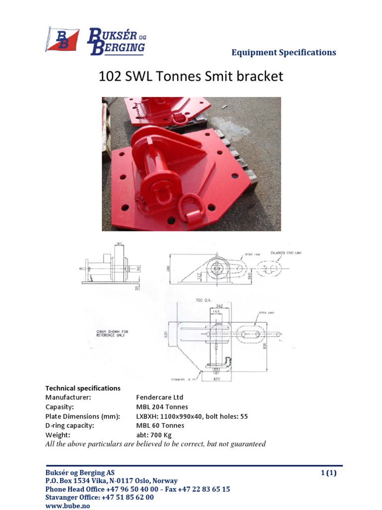 Smit Bracket Mounted On Base Plate Specification | PDF | Technology ...
