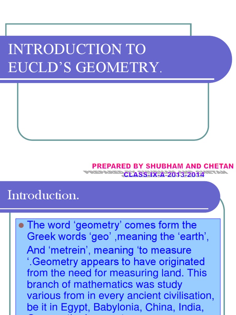 Introduction To Eucld's Geometry | PDF | Line (Geometry) | Axiom