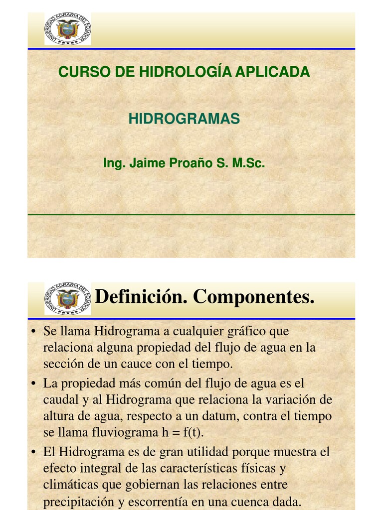 Microsoft PowerPoint - HIDROGRAMAS - Curso Hidrologia 4 Agricola | PDF | Precipitación | Lluvia