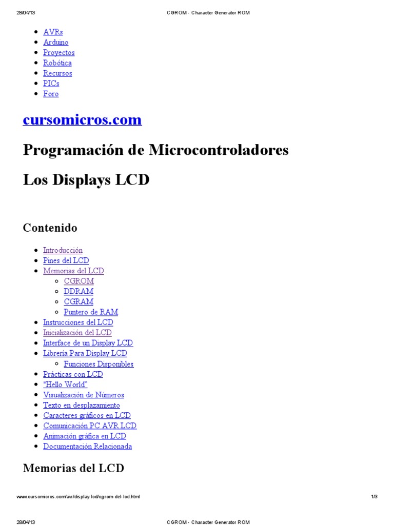 CGROM - Character Generator ROM | PDF