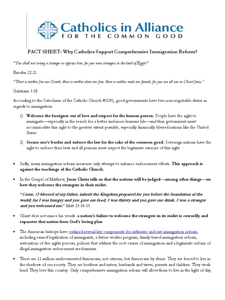 Cacg-FACTSHEET Immigration Reform1 | PDF | Immigration Reform | Jesus