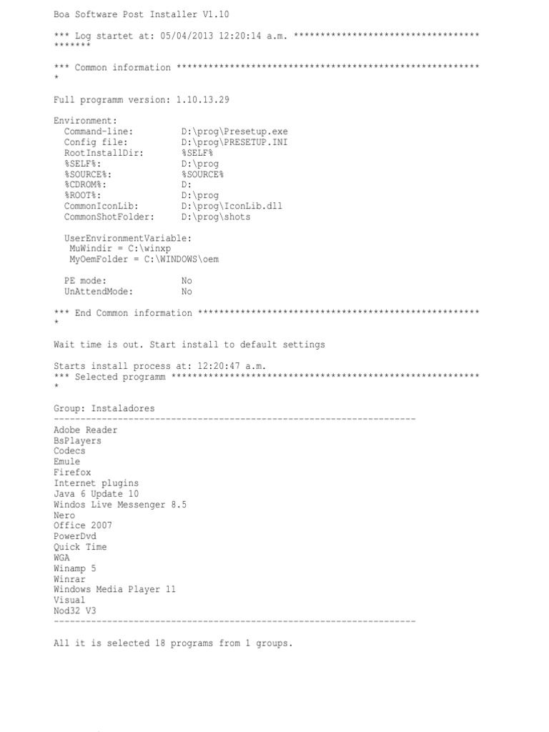 Install Log | PDF | Windows Registry | Operating System Technology