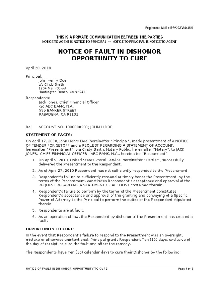 3.3-Notice of Fault | Notary Public | United States Postal Service