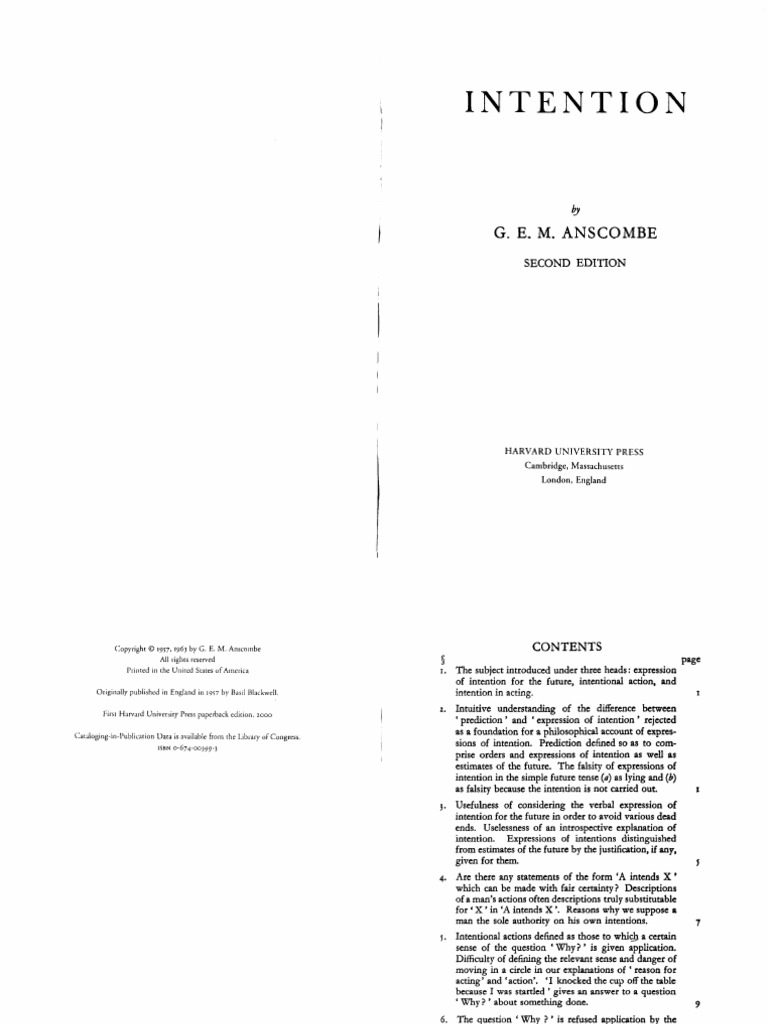 Intention Second Edition GEM Anscombe | PDF | Causality | Reason