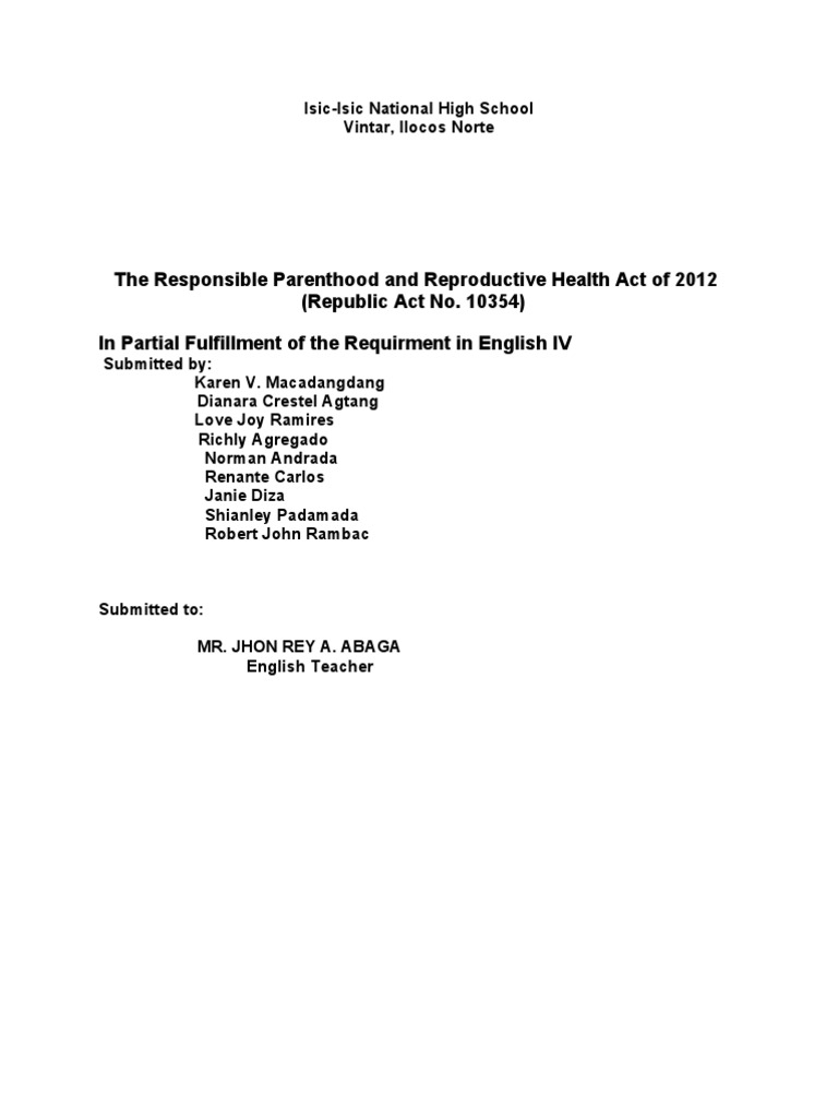 RH Bill | PDF | Reproductive Health | Family Planning