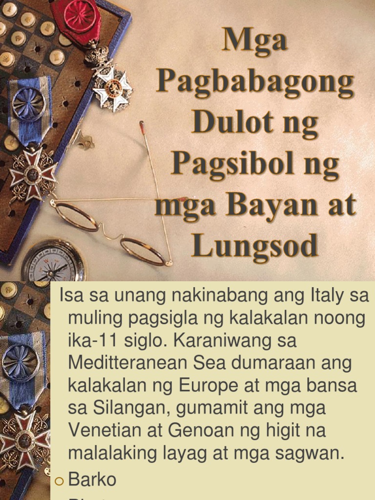 Mga Pagbabagong Dulot NG Pagsibol NG Mga Bayan 3d | PDF