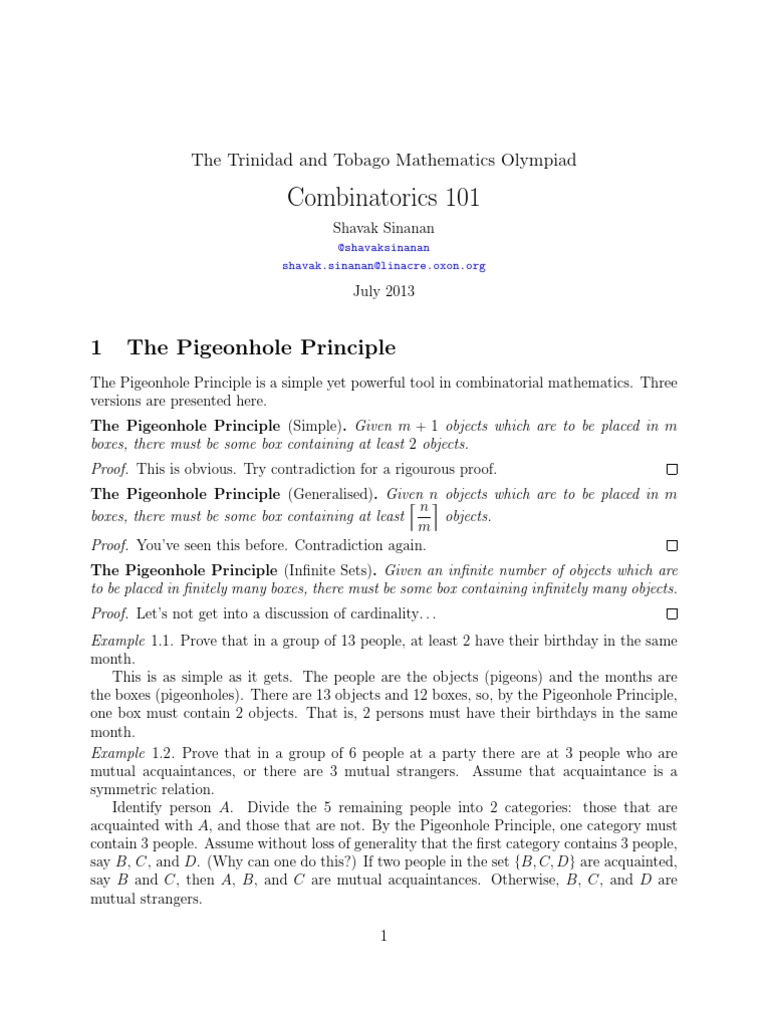 Combinatorics 101 | PDF | Permutation | Numbers Combinatorics 101 | PDF | Permutation | Numbers