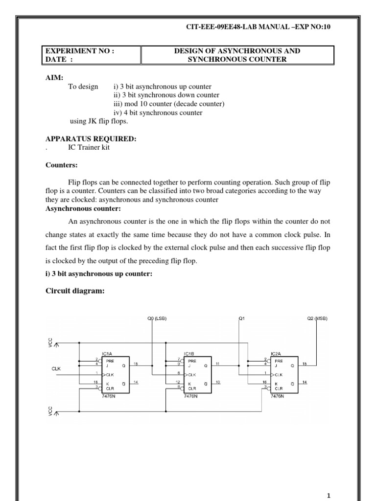 Lab Experiment Design of Asynchronous and Synchronous Counter | PDF ...