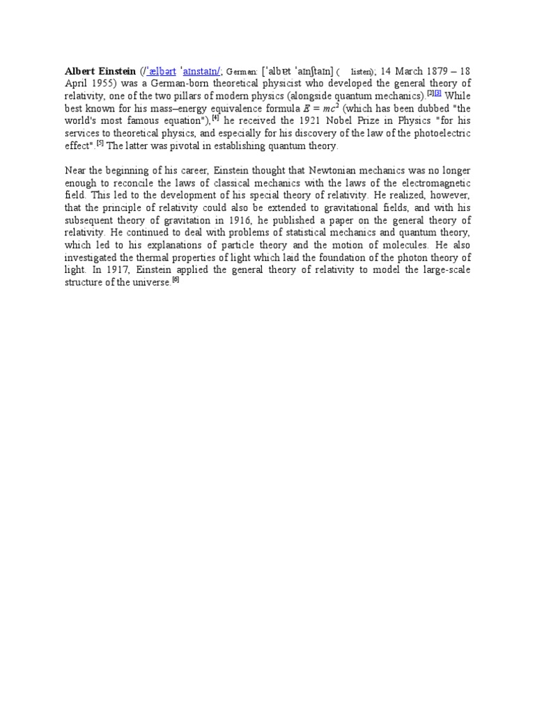 An Overview of Albert Einstein's Revolutionary Scientific Theories and ...