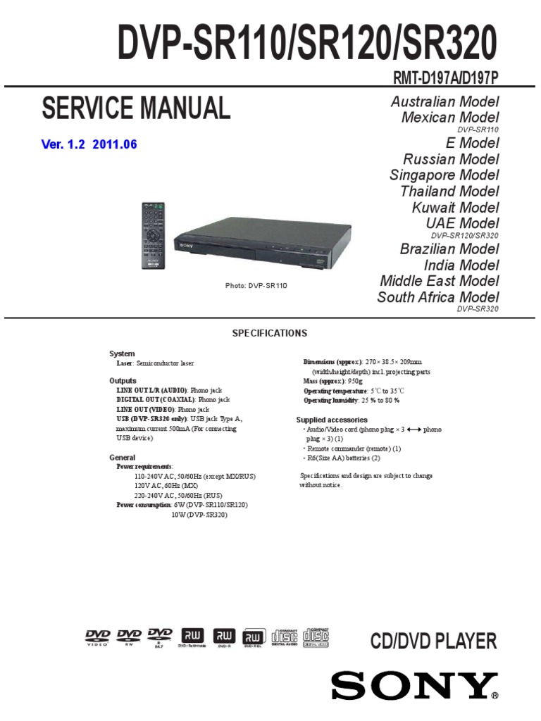 Sony dvp-sr110 dvp-sr120 dvp-sr320 Ver.1.2 | PDF | Computers