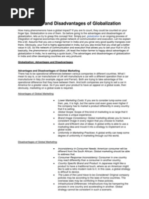 Globalization Advantages And Disadvantages Globalization And Its