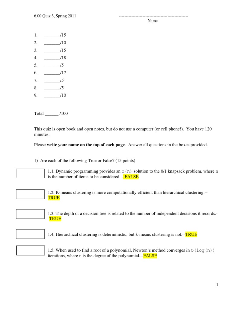 MIT Final Exam Solutions | Download Free PDF | Cluster Analysis | Queue ...