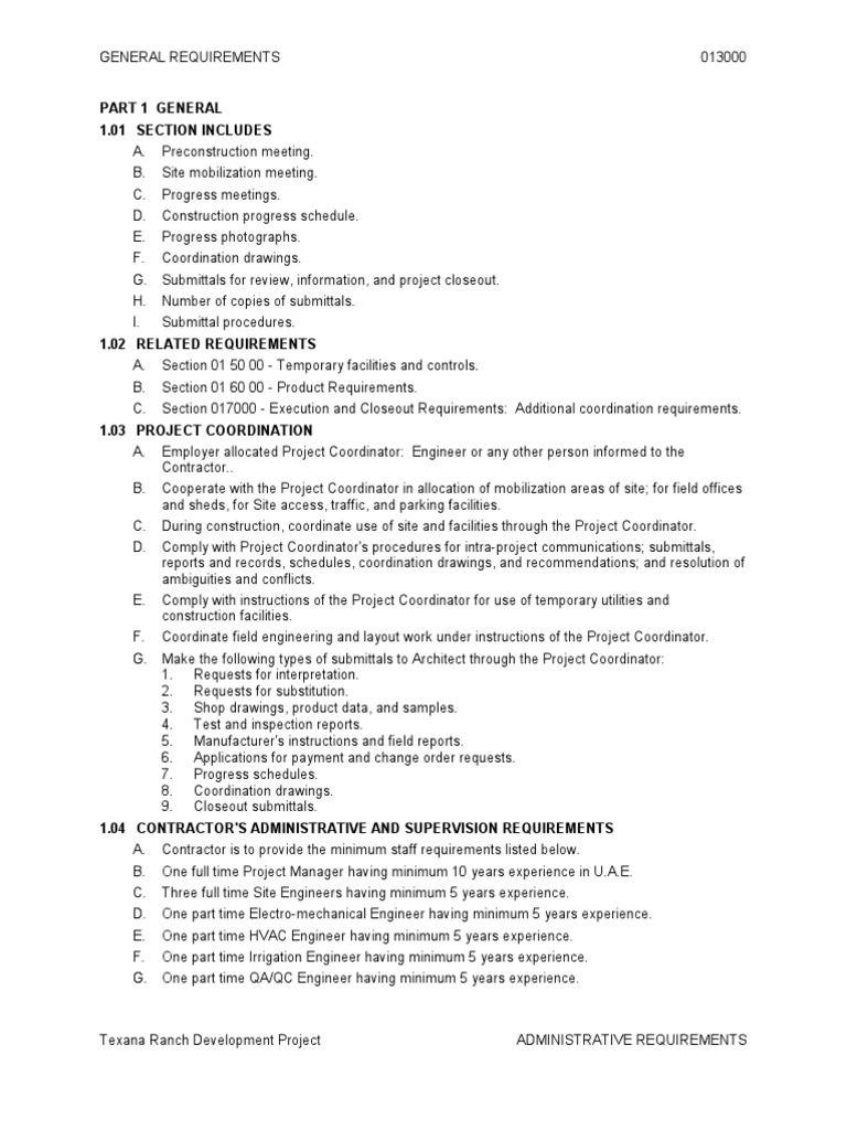 Administrative Requirements | PDF | Architect | General Contractor