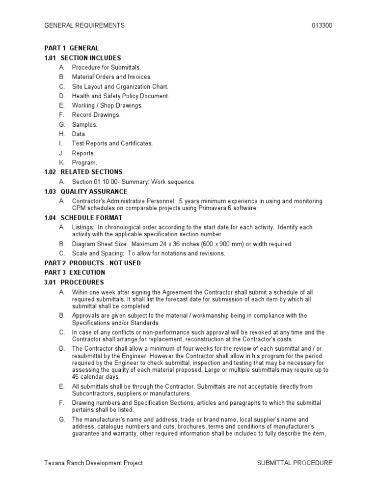 Submittal Procedure | PDF | Specification (Technical Standard) | General Contractor