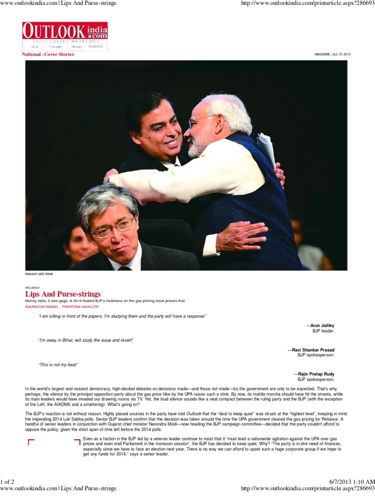 Lips and Purse-Strings | PDF | Narendra Modi | Bharatiya Janata Party