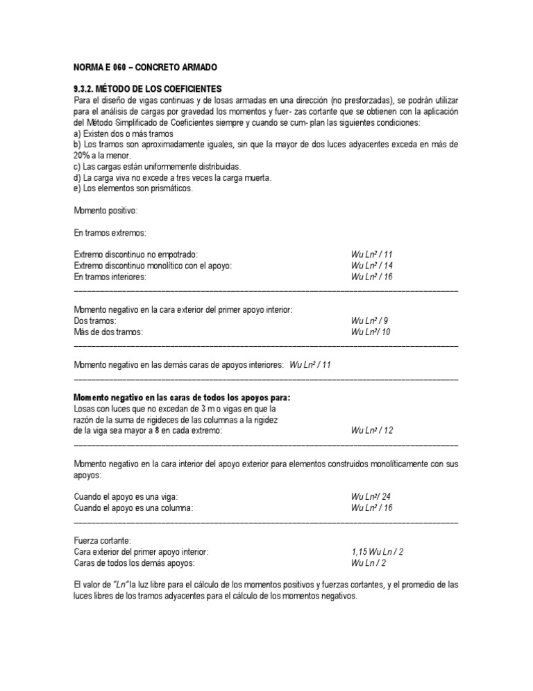 Coeficientes ACI para Vigas y Losas | PDF
