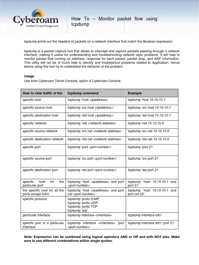 How To - Monitor Packet Flow Using Tcpdump | PDF | Transmission Control Protocol | Port ...
